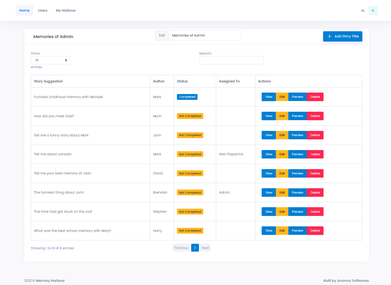 Memory Harbour - Project Details